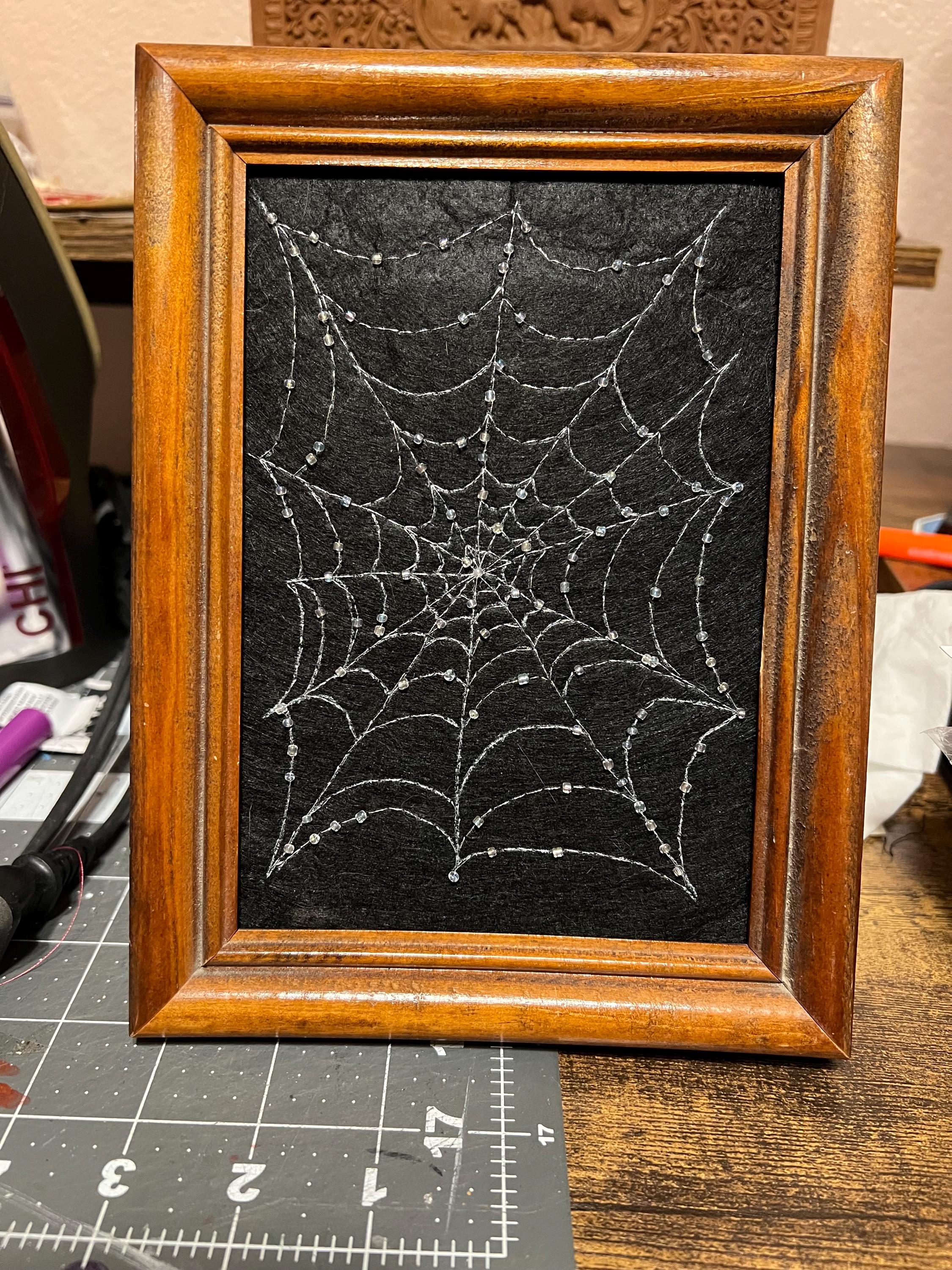 Silver Embroidered Hand Beaded Spiderweb - Etsy