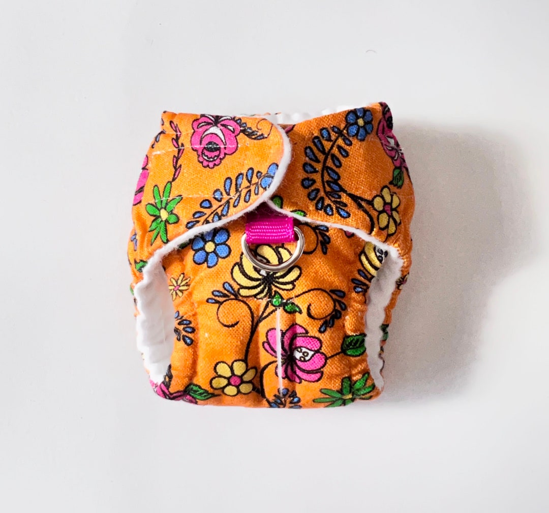 Flowers on Orange Marmoset Diaper - Etsy