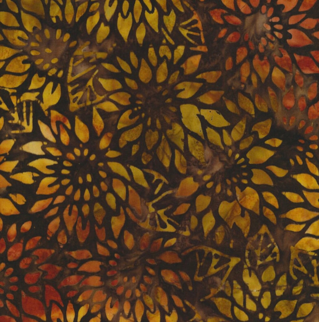 Sunflower Batik Cotton Quilt Fabric Nature Colorway by Lunn - Etsy