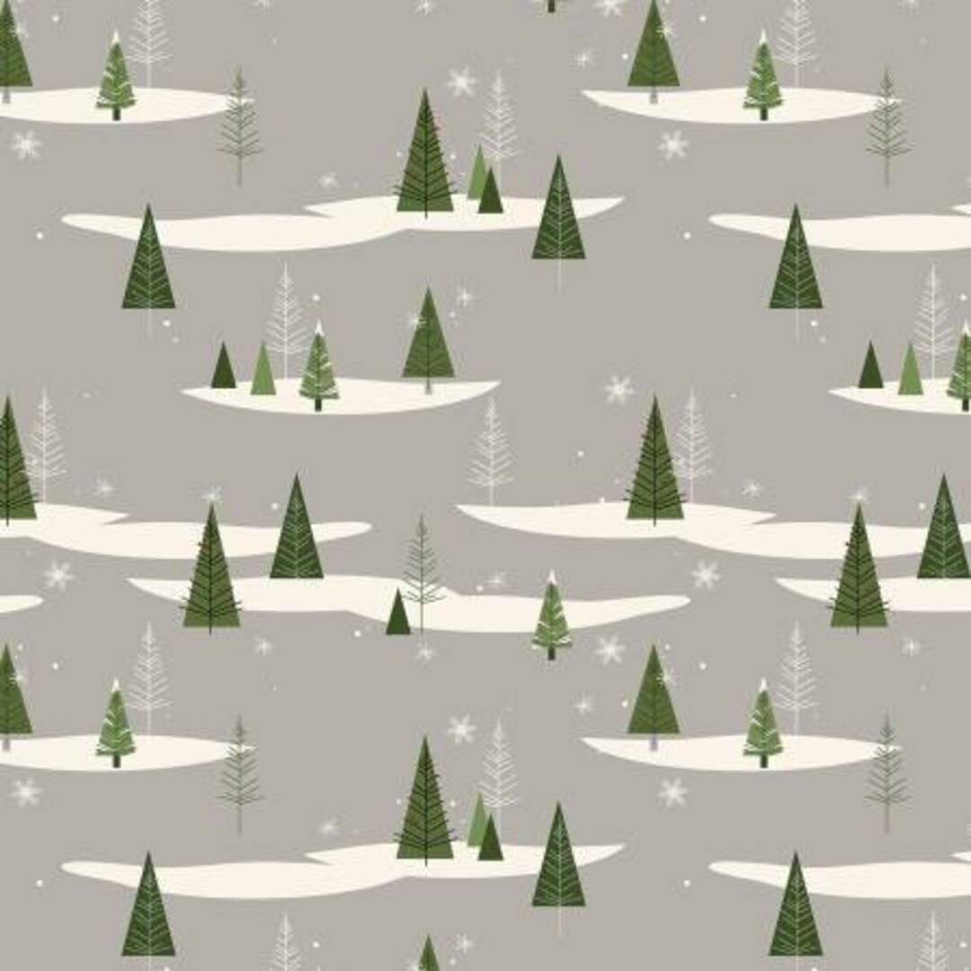 Cotton Quilt Fabric Winterberry Trees in Gray by My Minds Eye From ...