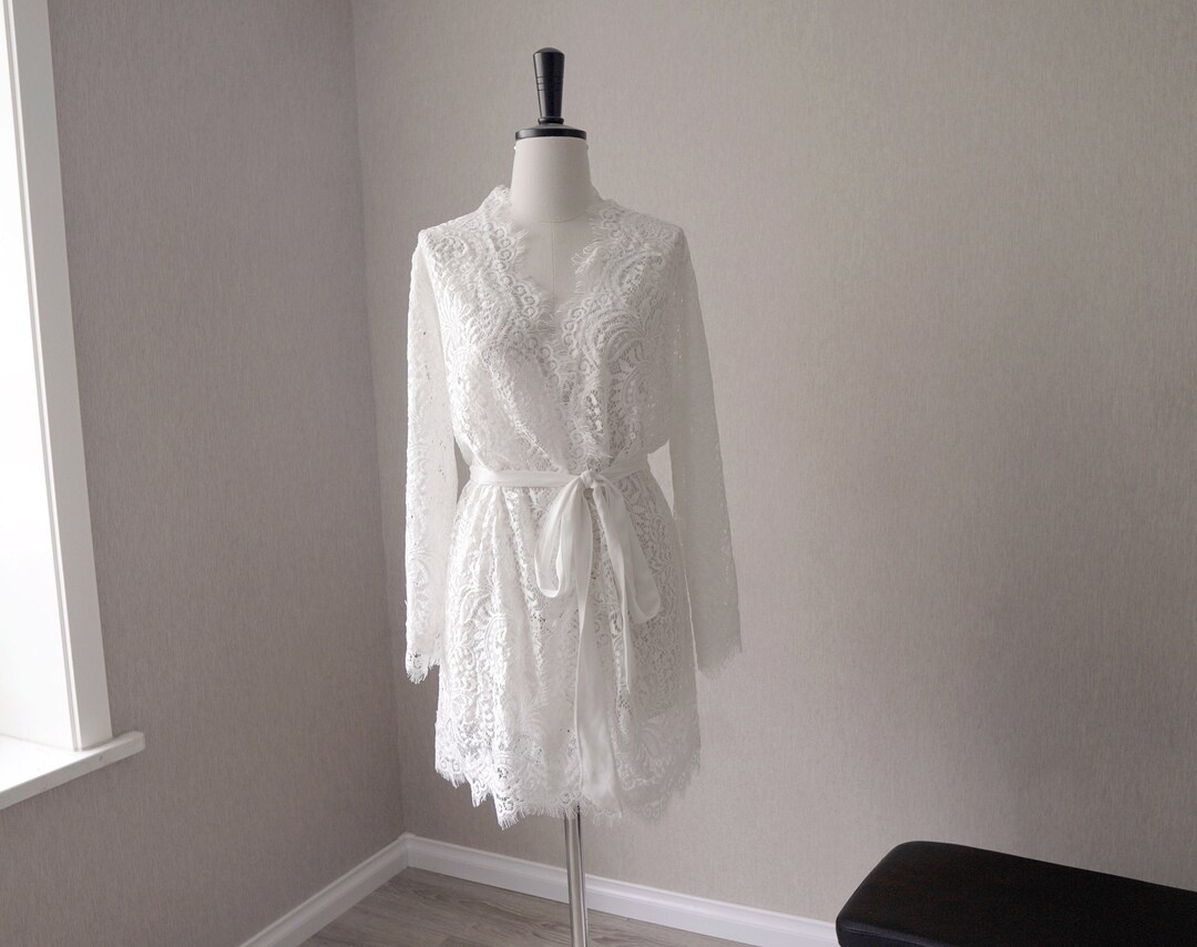 Bridal Lace Sheer Robe-honeymoon Robe-lace Robe-bride Getting Ready ...