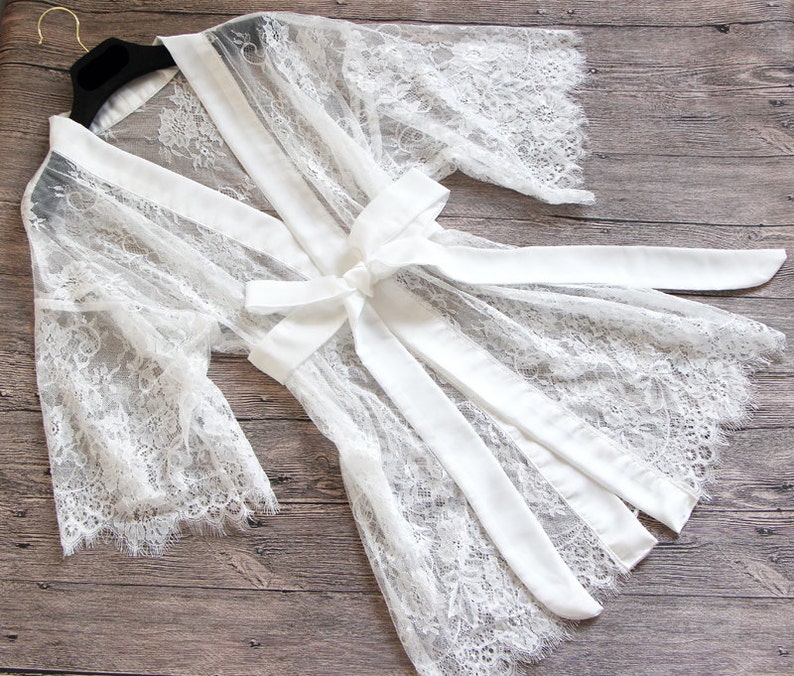 Bridal Lace Sheer Kimono Robe-honeymoon Robe-lace Robe-bride - Etsy