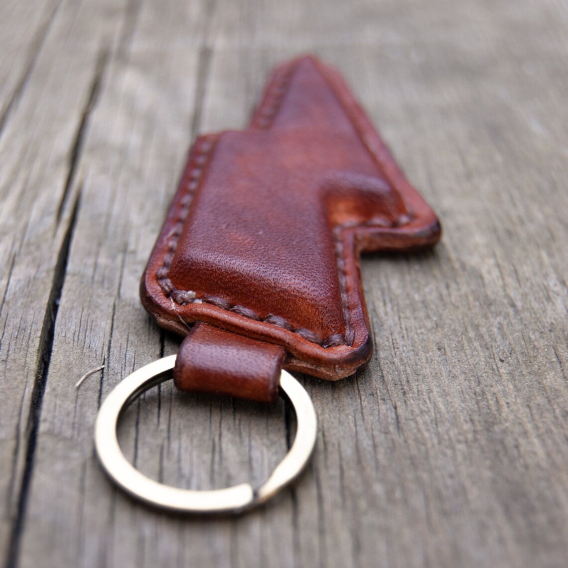 Beautiful Handmade Leather Keychain BOLT BROWN - Etsy