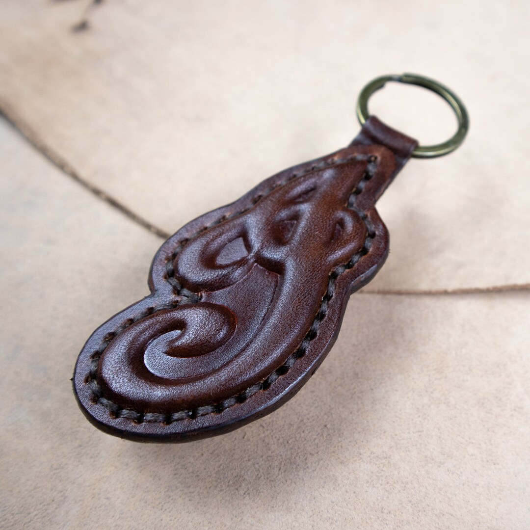 Handmade Leather Keychain INDIAN "j" BROWN - Etsy