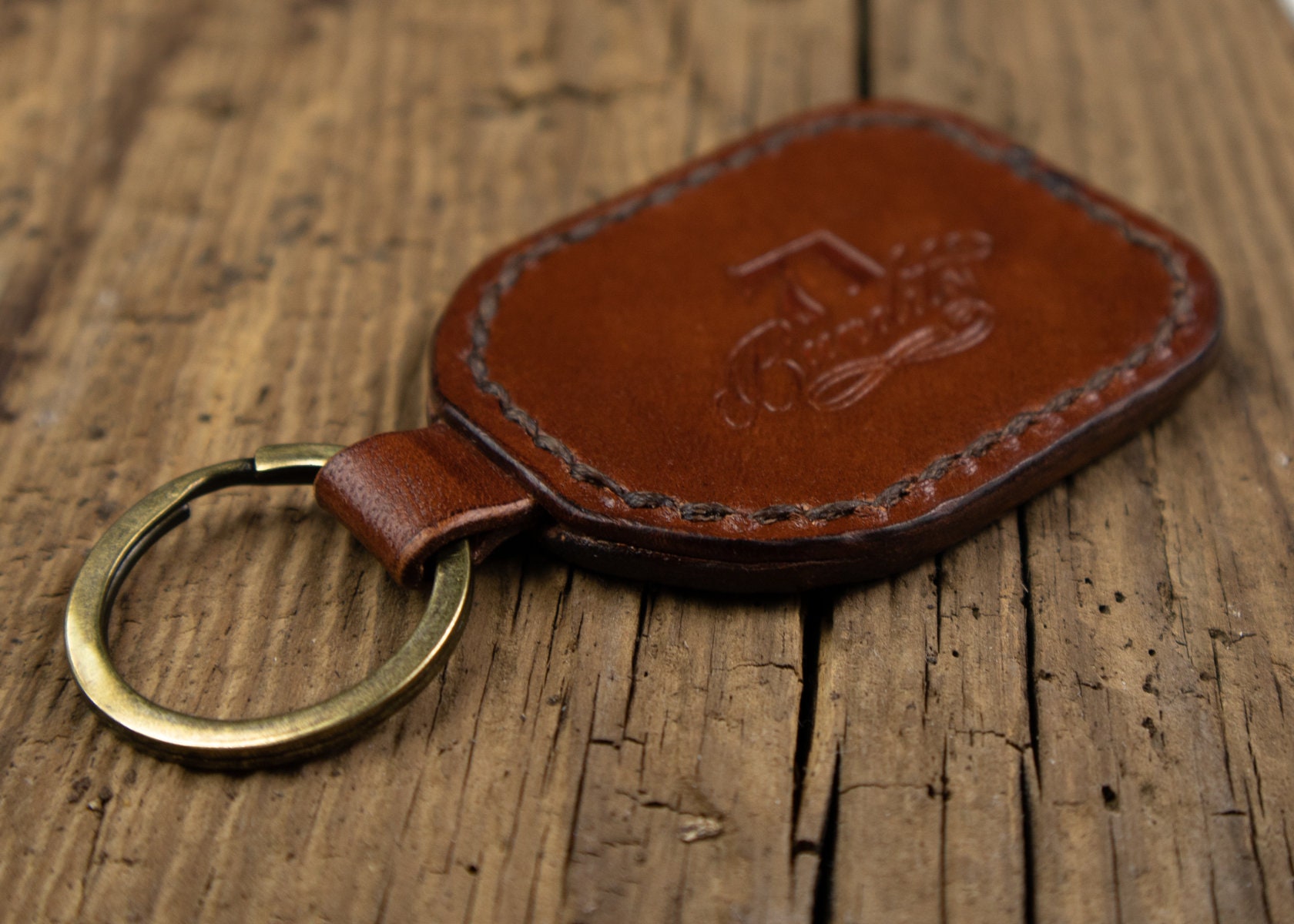 Moto Racer Skull Handmade Leather Keychain - Etsy