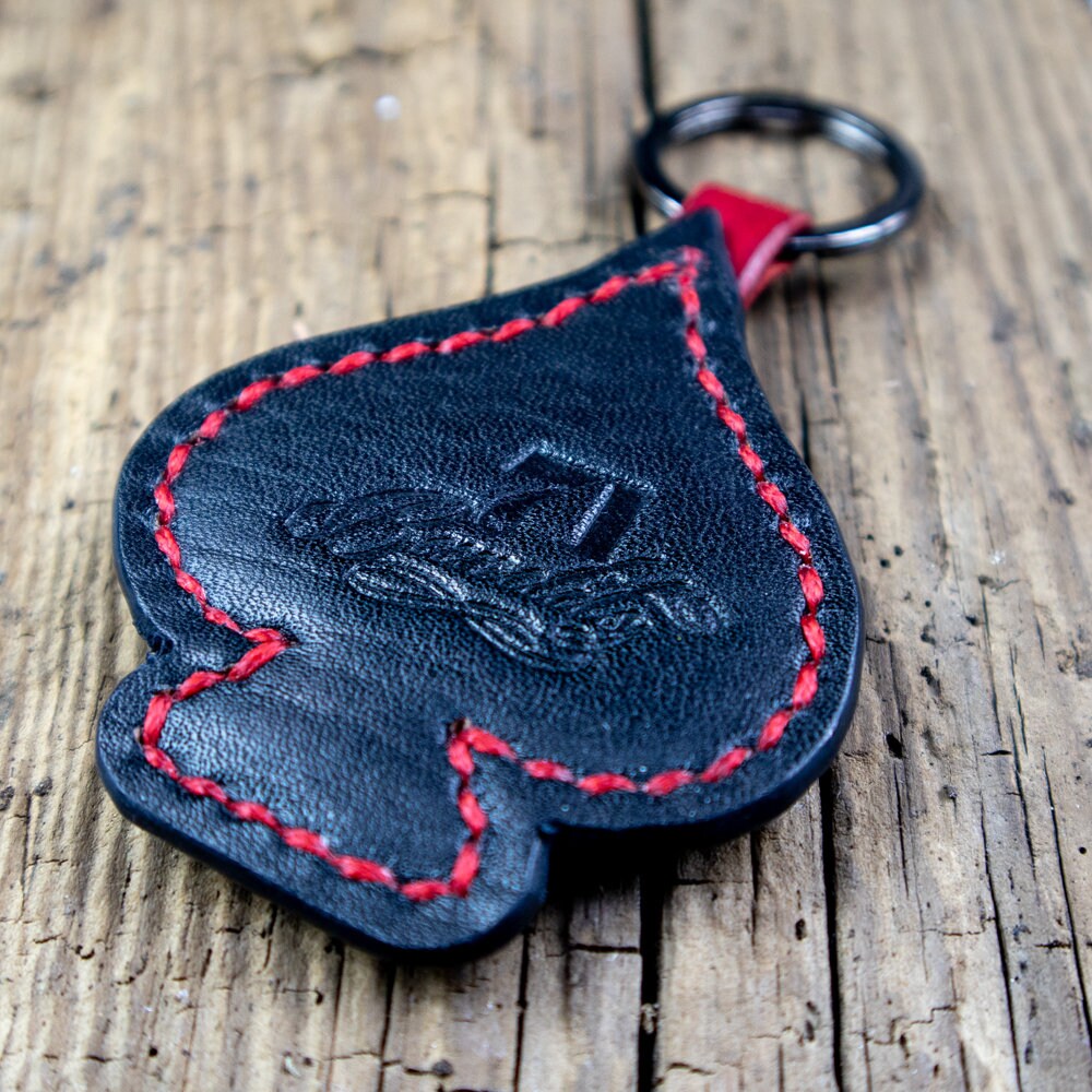 Ace of Spades Beautiful Handmade Leather Keychain - Etsy