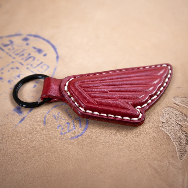 Beautiful Handmade Leather Keychain HONDA WING Red and White - Etsy