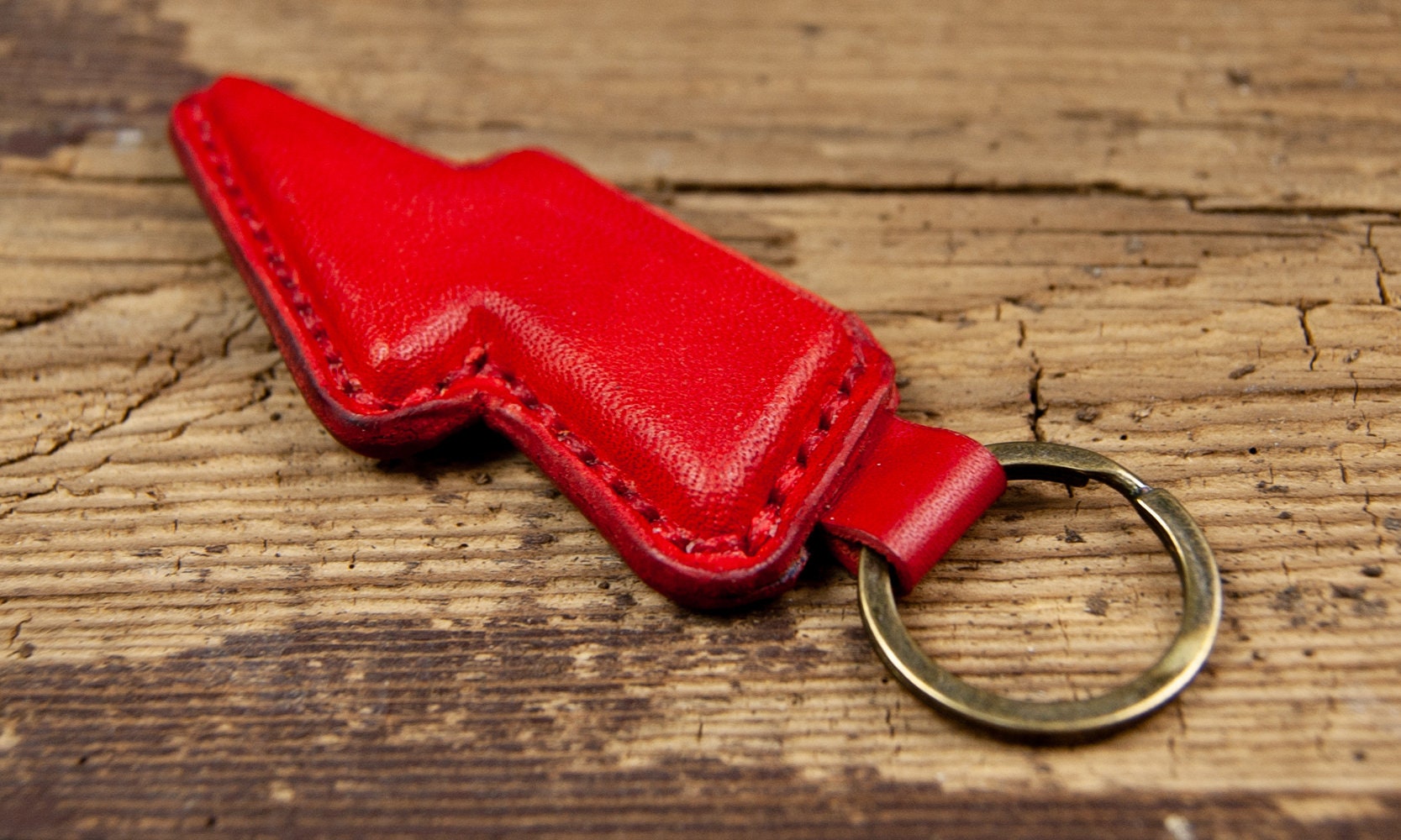 Beautiful Handmade Leather Keychain BOLT RED - Etsy
