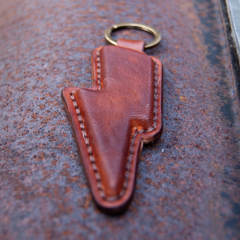 Beautiful Handmade Leather Keychain BOLT BROWN - Etsy