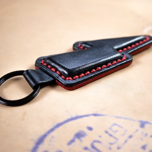 Beautiful Handmade Leather Keychain BOLT BLACK/RED - Etsy