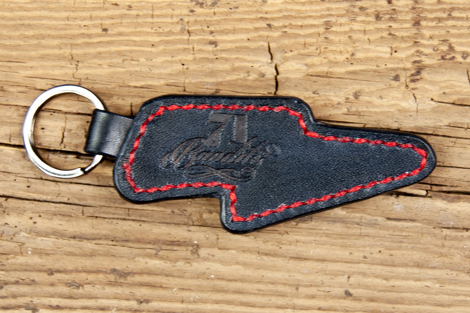 Beautiful Handmade Leather Keychain BOLT BLACK With Red Thread - Etsy