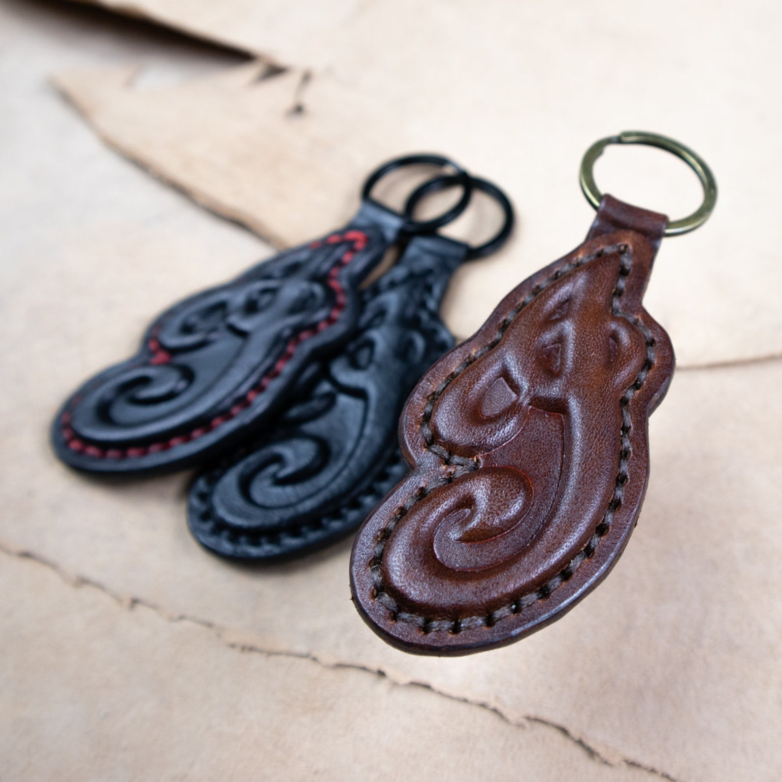 Handmade Leather Keychain INDIAN j BROWN - Etsy