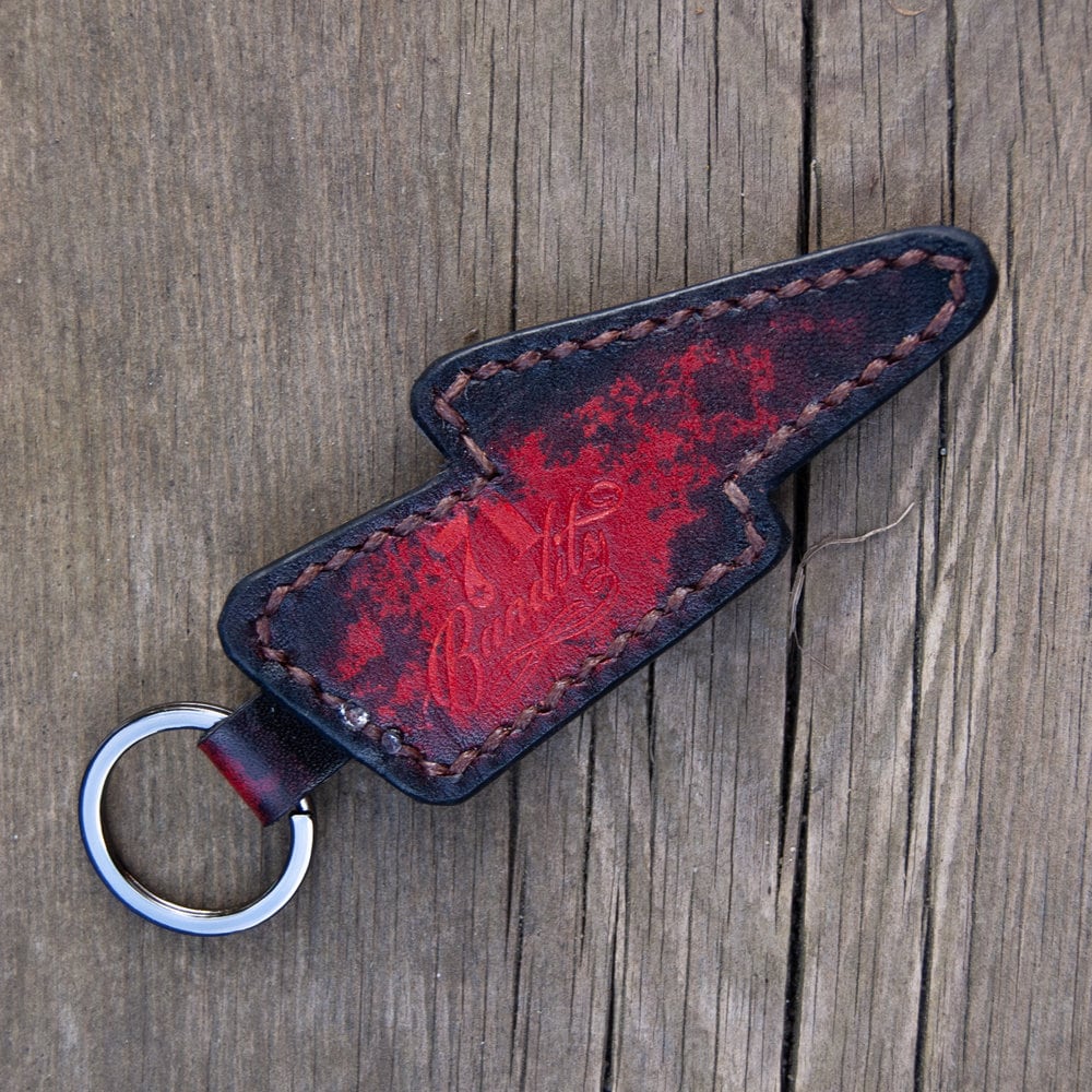 Beautiful Handmade Leather Keychain BOLT BLACK/RED - Etsy
