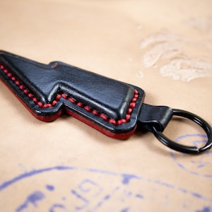 Beautiful Handmade Leather Keychain BOLT BLACK/RED - Etsy