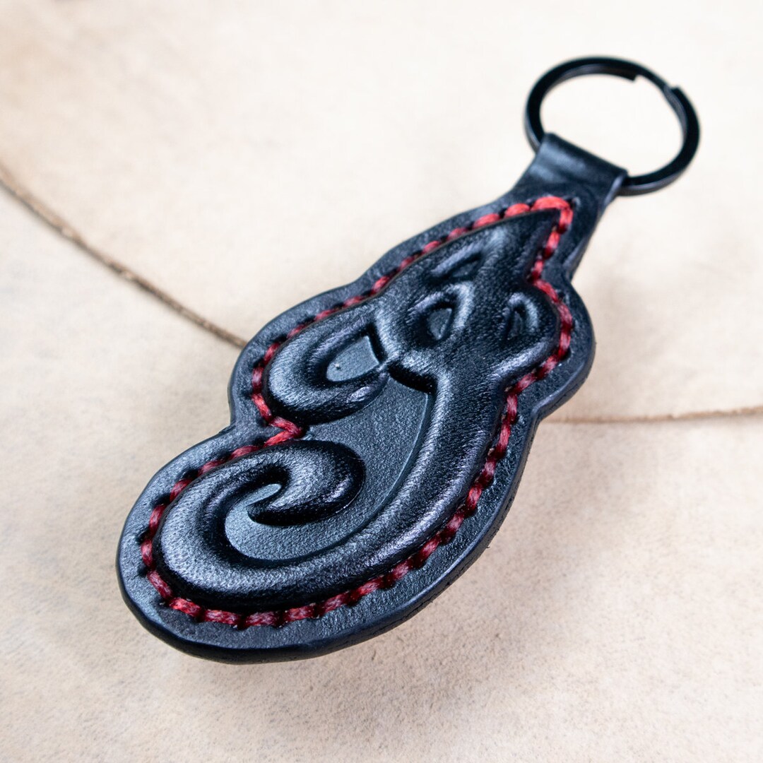 Handmade Leather Key Fob INDIAN "j" BLACK and RED - Etsy