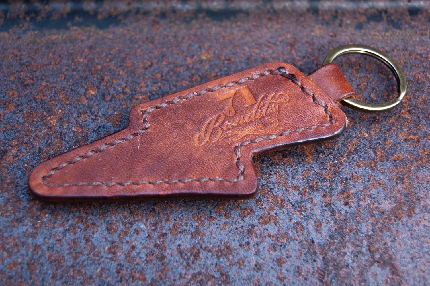 Beautiful Handmade Leather Keychain BOLT BROWN - Etsy