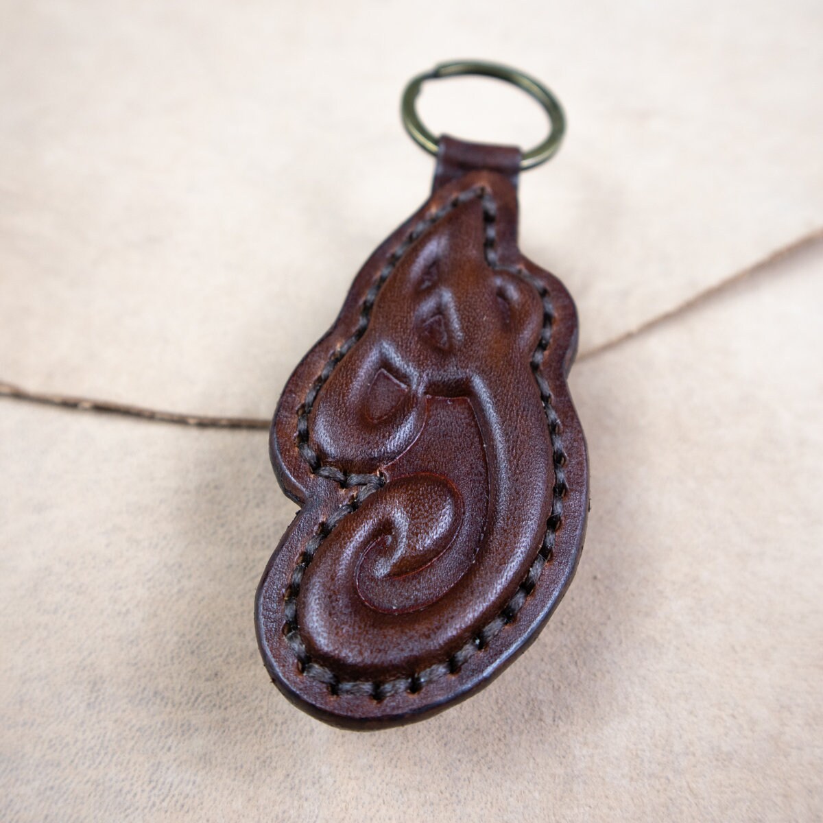 Handmade Leather Keychain INDIAN j BROWN | Etsy