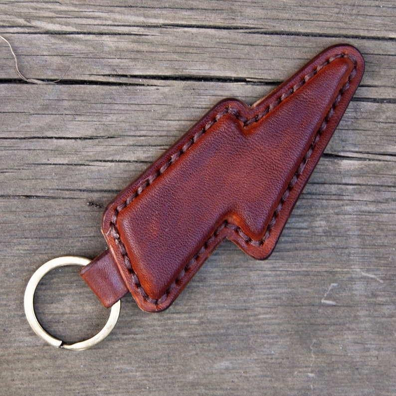 Beautiful Handmade Leather Keychain BOLT BROWN - Etsy