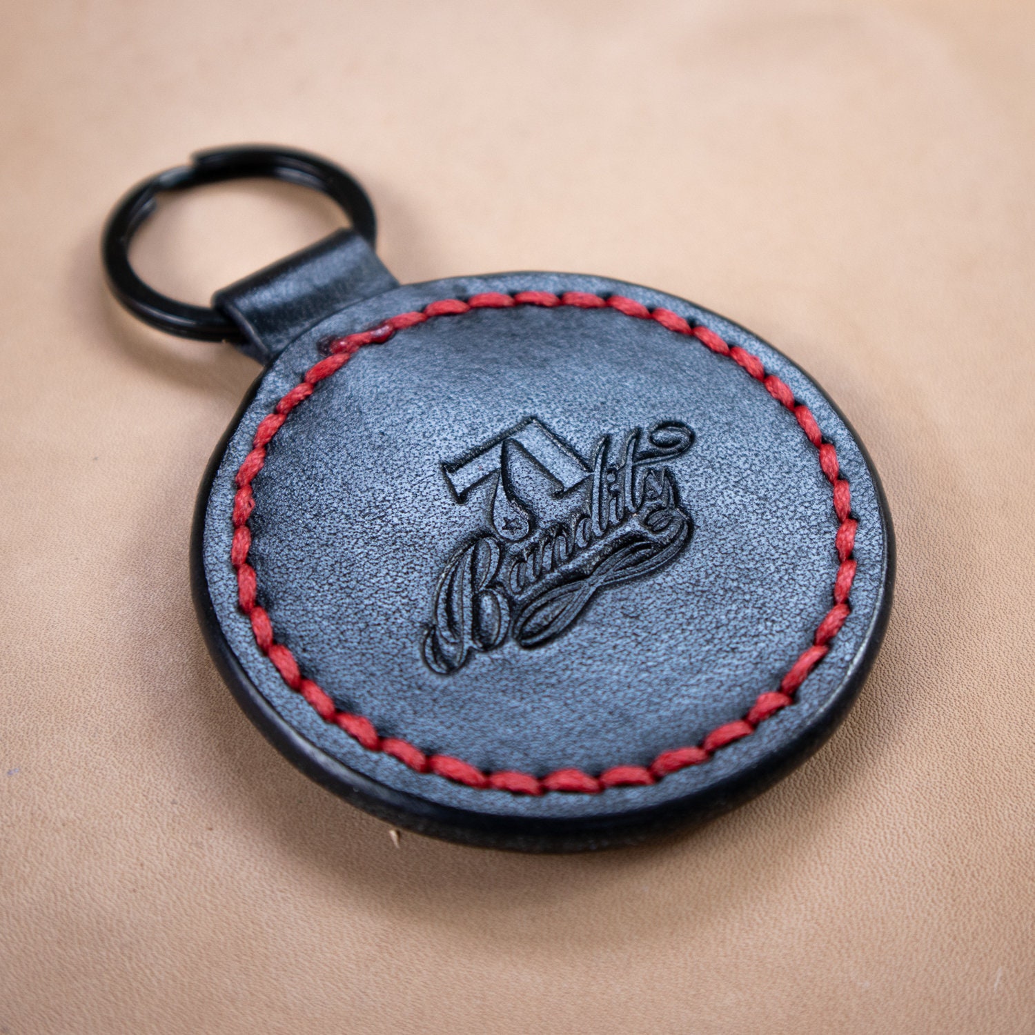 Handmade Leather Key Fob INDIAN HEAD Black and Red - Etsy