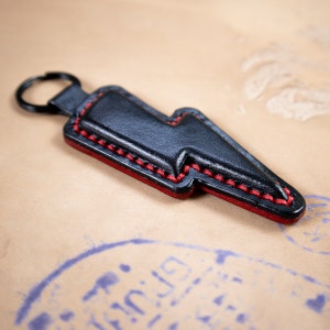 Beautiful Handmade Leather Keychain BOLT BLACK/RED - Etsy