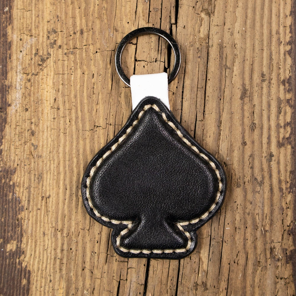 Ace of Spades Black & White Handmade Leather Keychain - Etsy