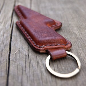 Beautiful Handmade Leather Keychain BOLT BROWN - Etsy