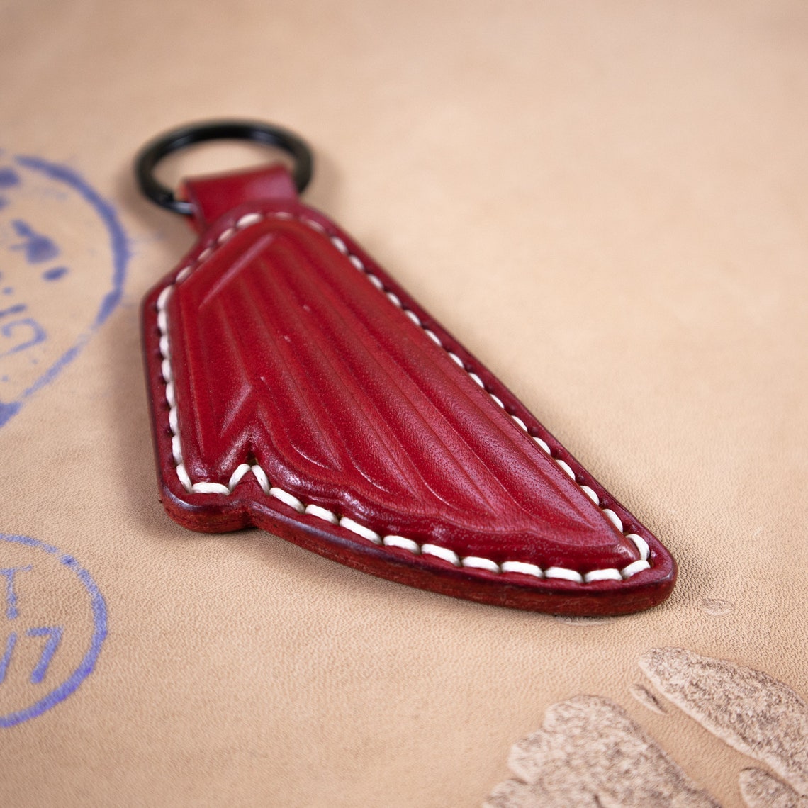 Beautiful Handmade Leather Keychain HONDA WING Red and White - Etsy