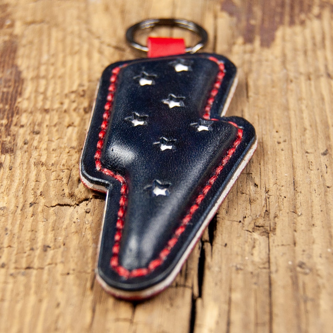 Beautiful Handmade Leather Keychain BOLT AMERICA - Etsy