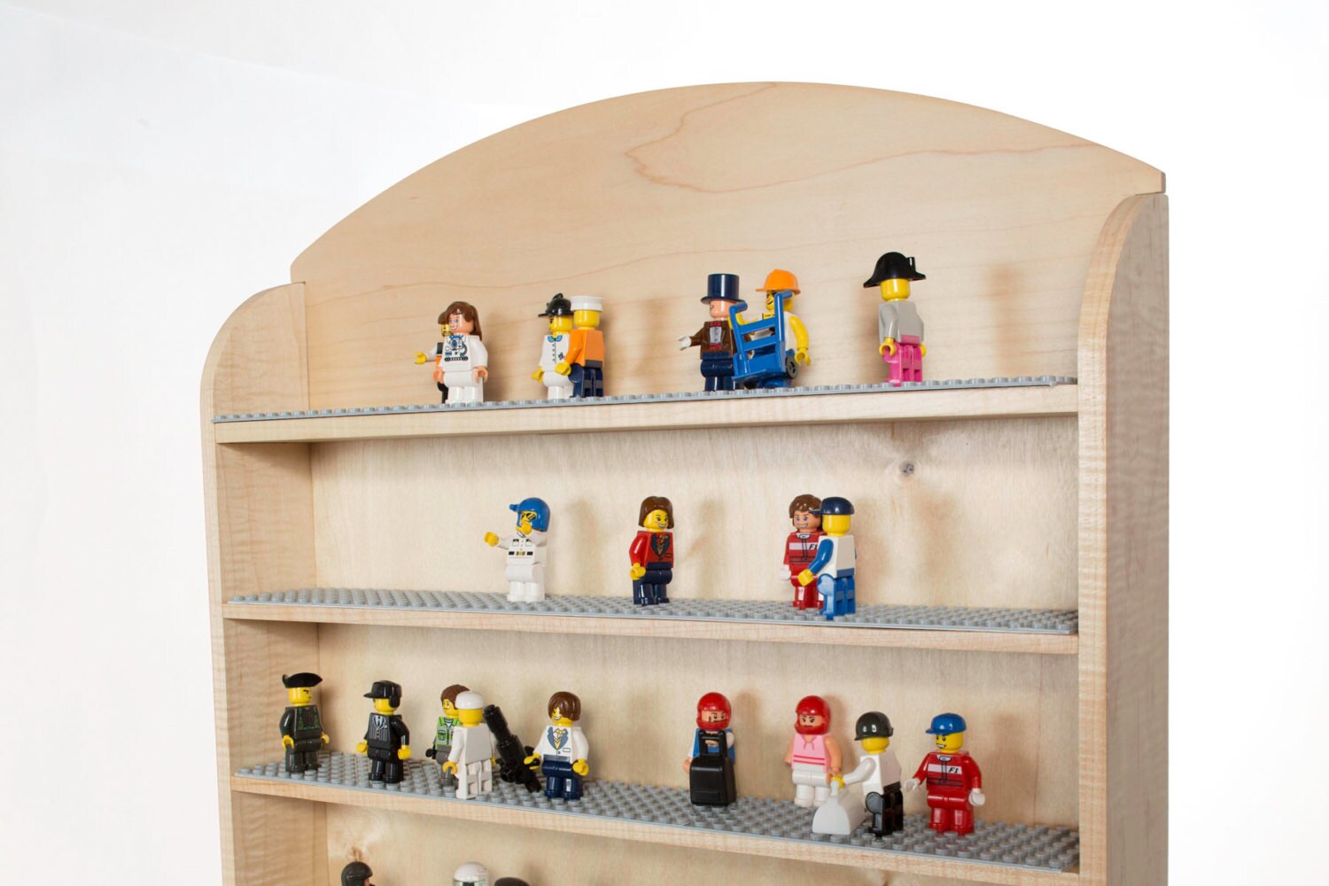 9 Shelf Maple Mini Figure Display With Interactive Base Stage and ...