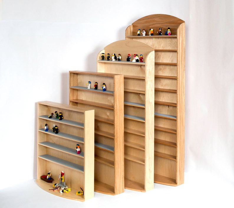 9 Shelf Maple Mini Figure Display With Interactive Base Stage and ...