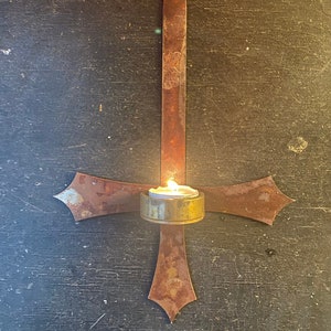 Inverted Rusted Cross W Pentagram Candle Holder - Etsy