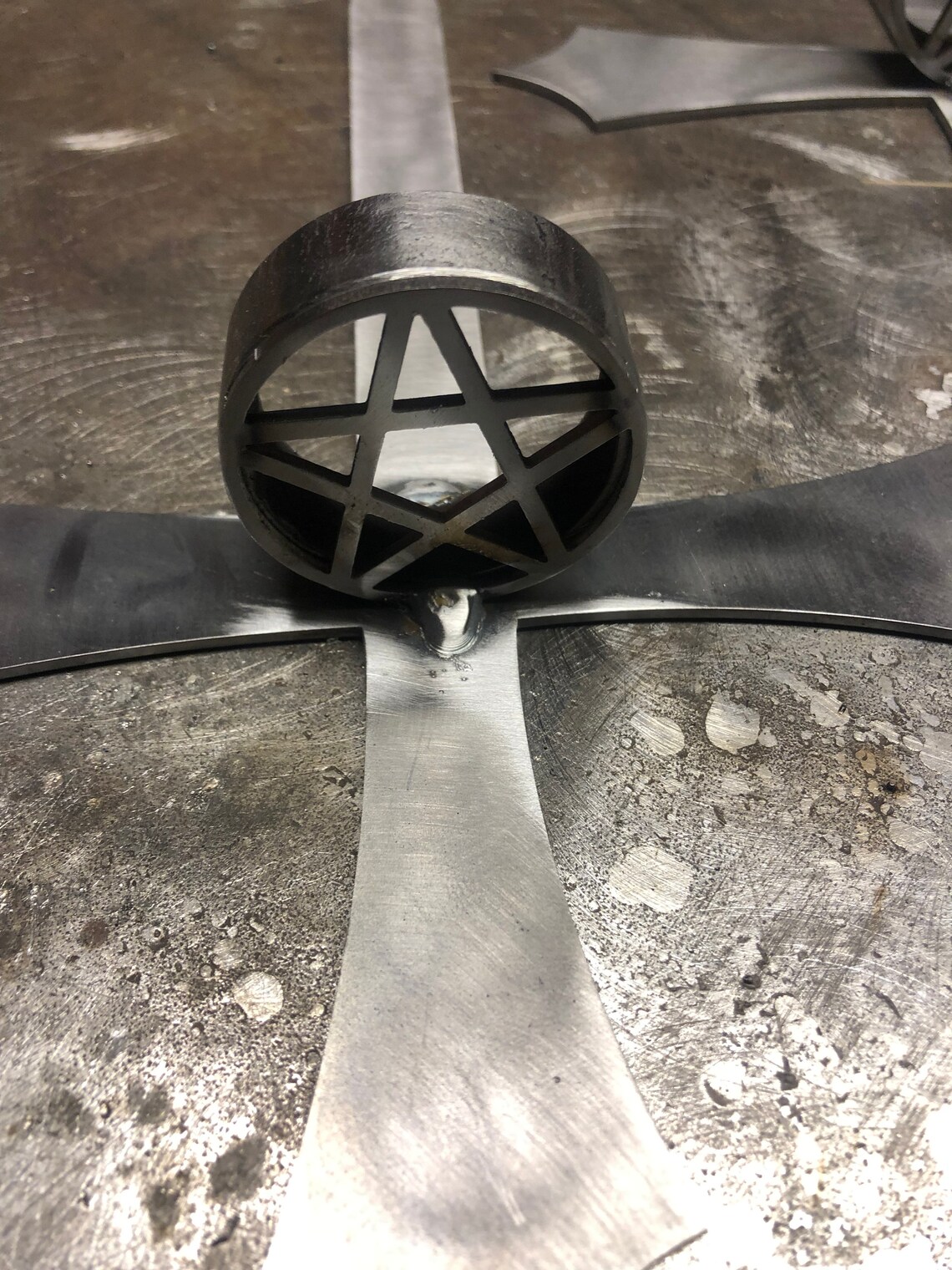 Inverted Cross - W Pentagram Candle Holder - Etsy