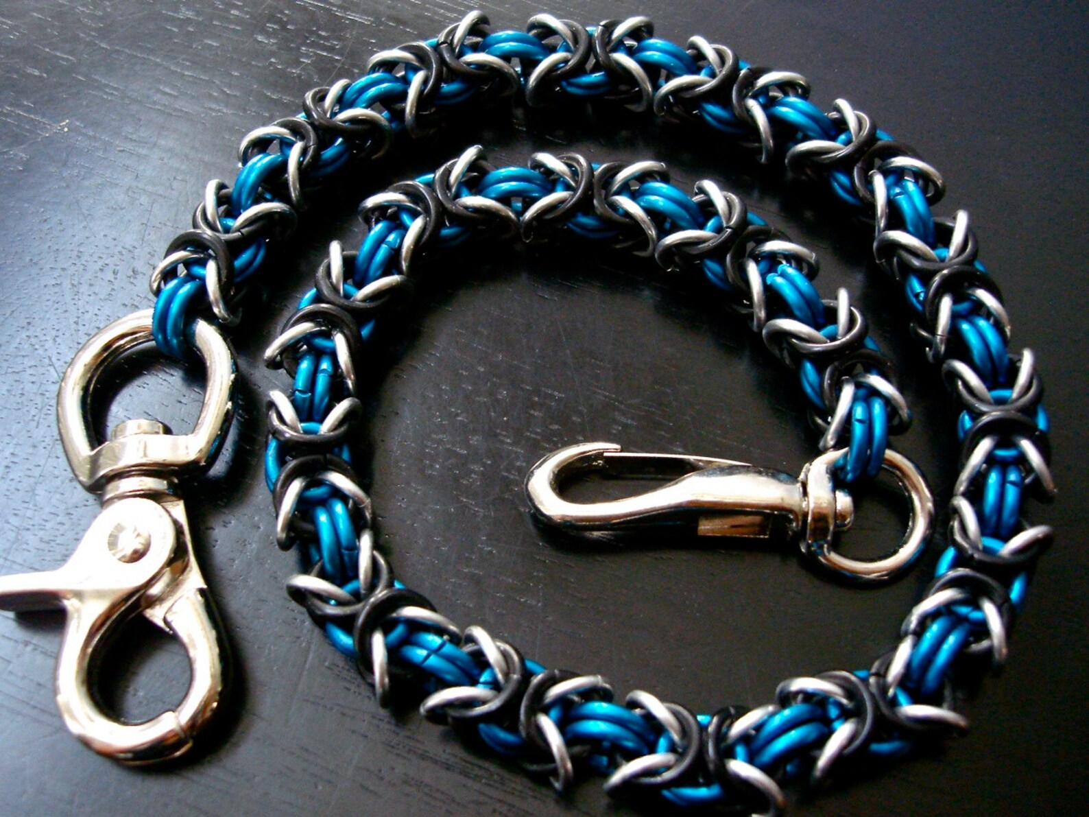 Wallet Chain Black Blue Bright Biker Chain Custom Wallet Chain - Etsy