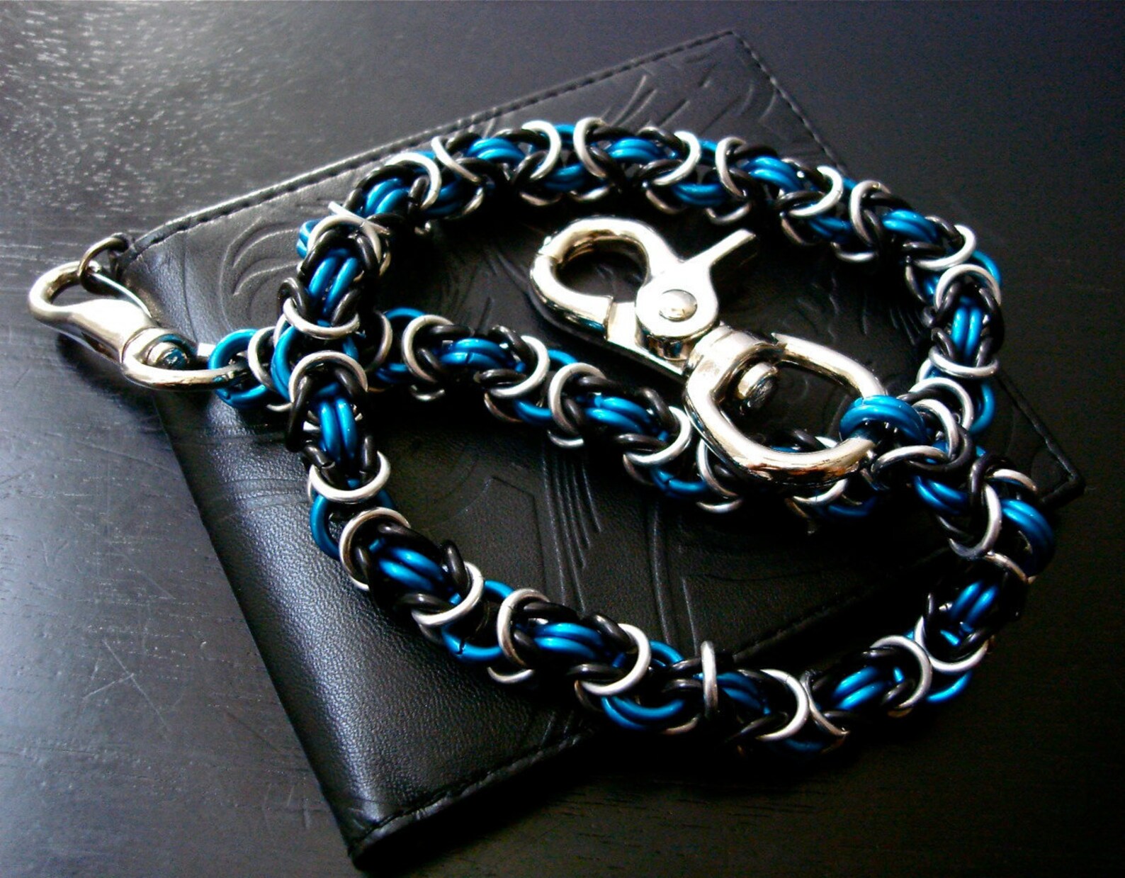 Wallet Chain Black Blue Bright Biker Chain Custom Wallet Chain - Etsy