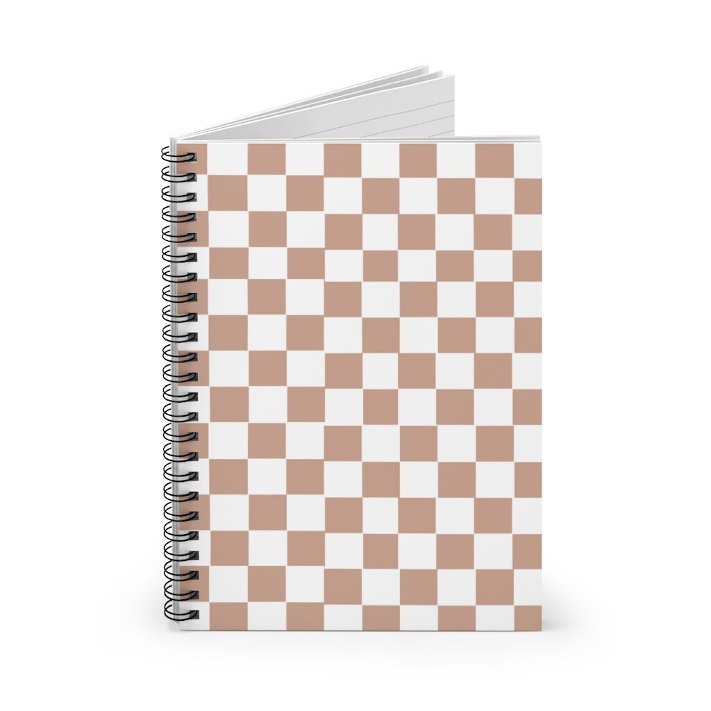 Neutral Tan Light Brown Checkered, Spiral Notebook - Ruled Line, 118 ...