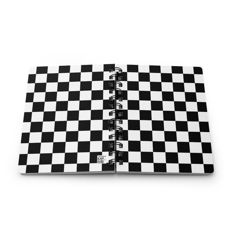 Black and White Checkered Checkerboard Notebook, Spiral Bound Journal ...