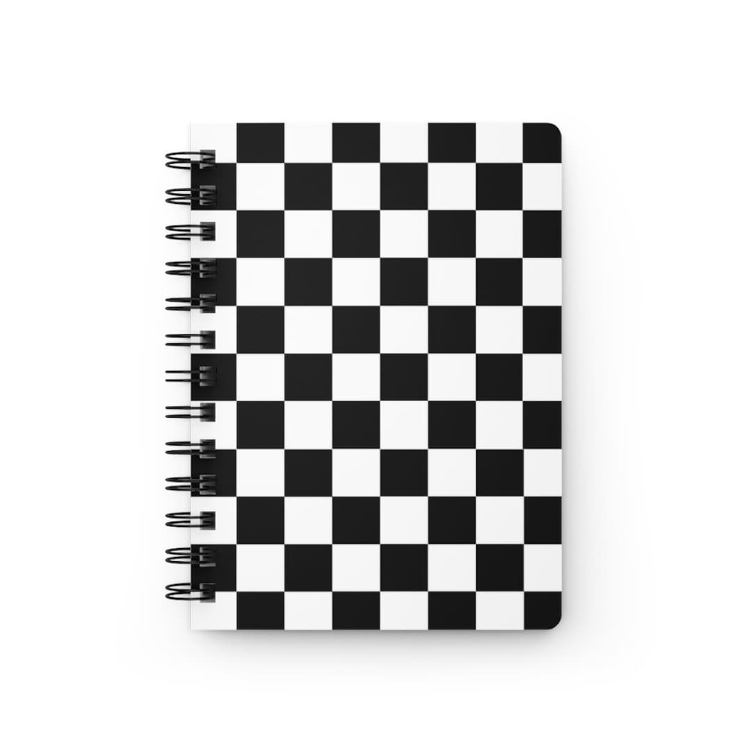 Black and White Checkered Checkerboard Notebook, Spiral Bound Journal ...