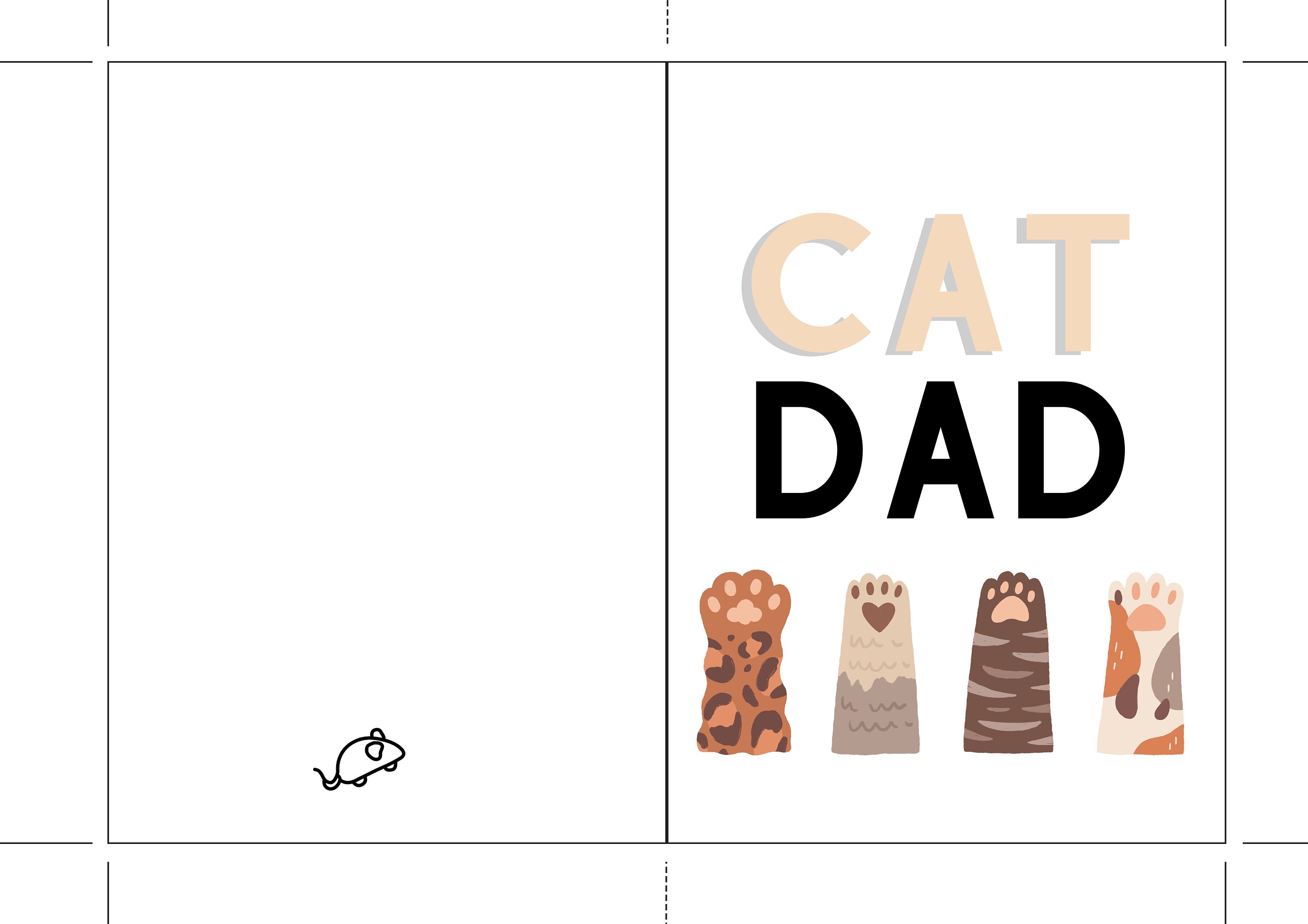 Cat Dad Fathers Day Toe Beans Card, Digital Download With Envelope - Etsy