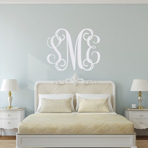 Monogram Wall Decal Sticker, Initial Monogram Wall Decor, Bedroom Wall ...