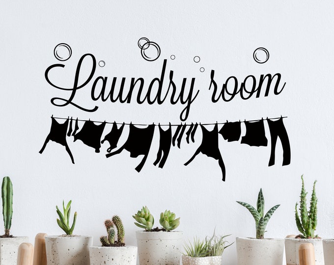 Falling Clothes Laundry Basket Laundry Room Wall Decor Sticker Decal - Etsy