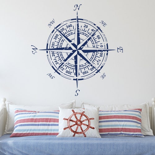 Compass Rose Decal Sticker Compass Rose Wall Decor Compass - Etsy