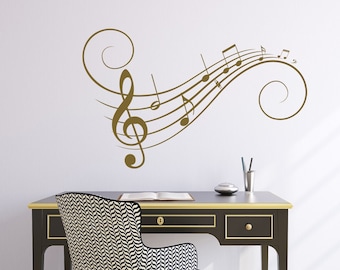 Musical Notes Wall Vinyl Decal Treble Clef Wall Sticker Music Home ...