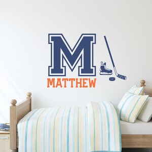 Custom Hockey Wall Decal, Sports Wall Decor for Boys Room, Personalized ...