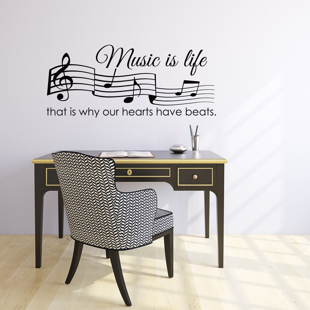 Music Wall Decal Quote Music is Life That's Why Our Hearts Have Beats ...