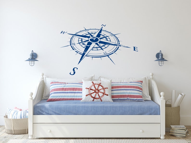 Nautical Compass Decal Compass Wall Art, Compass Rose Decal, Coastal ...
