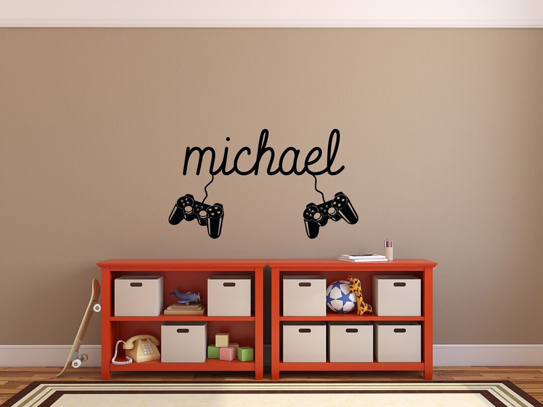 Gamer Name Wall Decal Name With Game Controllers, Computer Game Teens ...
