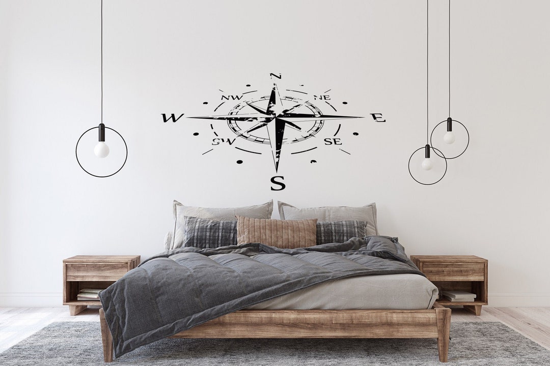 Compass Decal - Compass Rose Wall Decal, Directional Wall Sticker ...