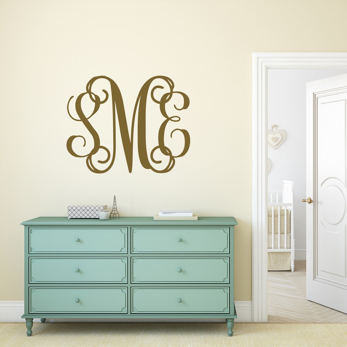 Monogram Wall Decal Sticker Initial Monogram Wall Decor | Etsy