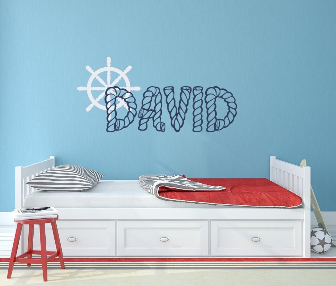 Boy Name Wall Decal Nautical Nursery Decor Persoanized Kids Name Wall ...