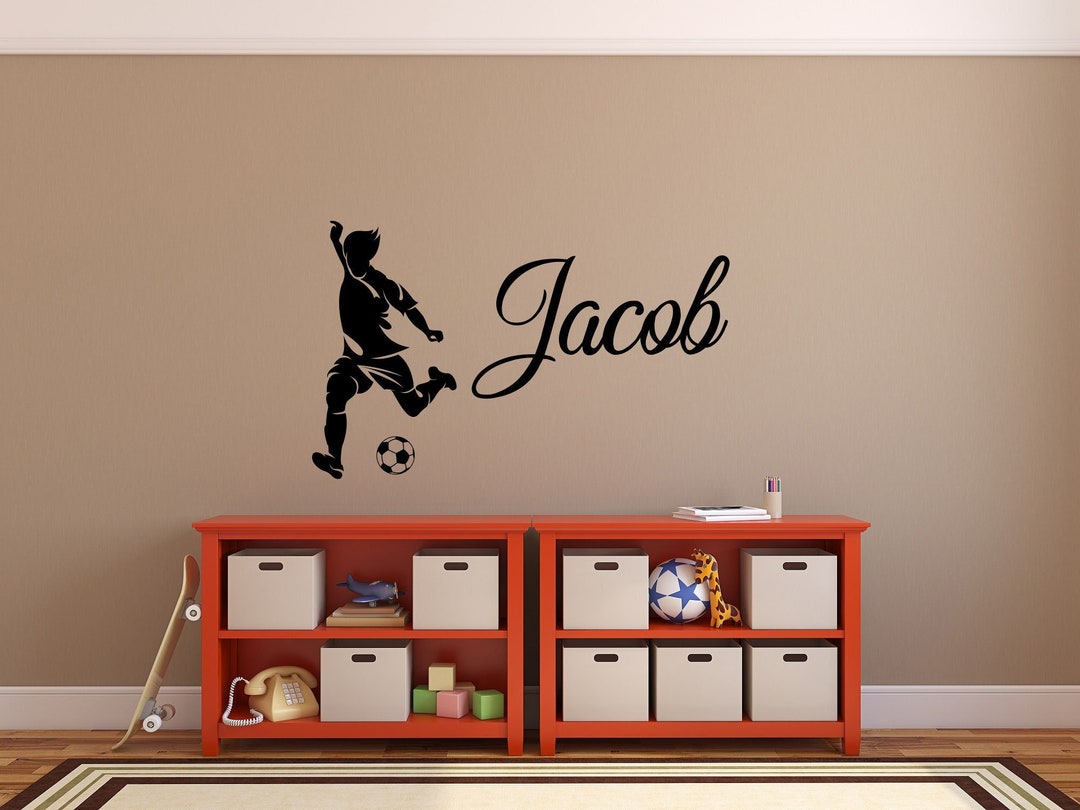 Personalized Soccer Player Wall Decal - Soccer Name Decal, Sports Name ...